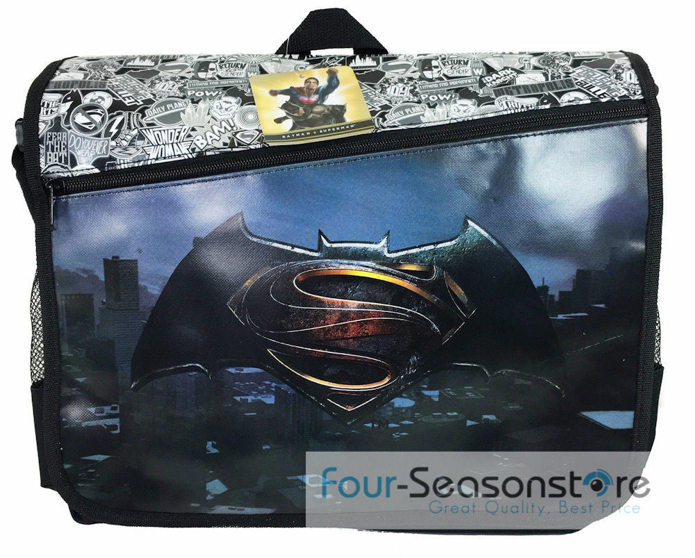 DC Comis Batman vs Superman 16" Large Black Messenger Backpack School ...