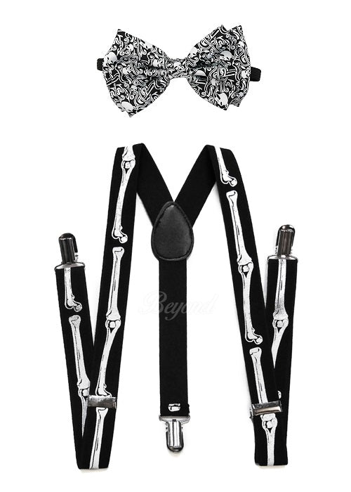 Halloween Skeleton Skull Matching Set Suspender and Bow Tie — Beyond ...