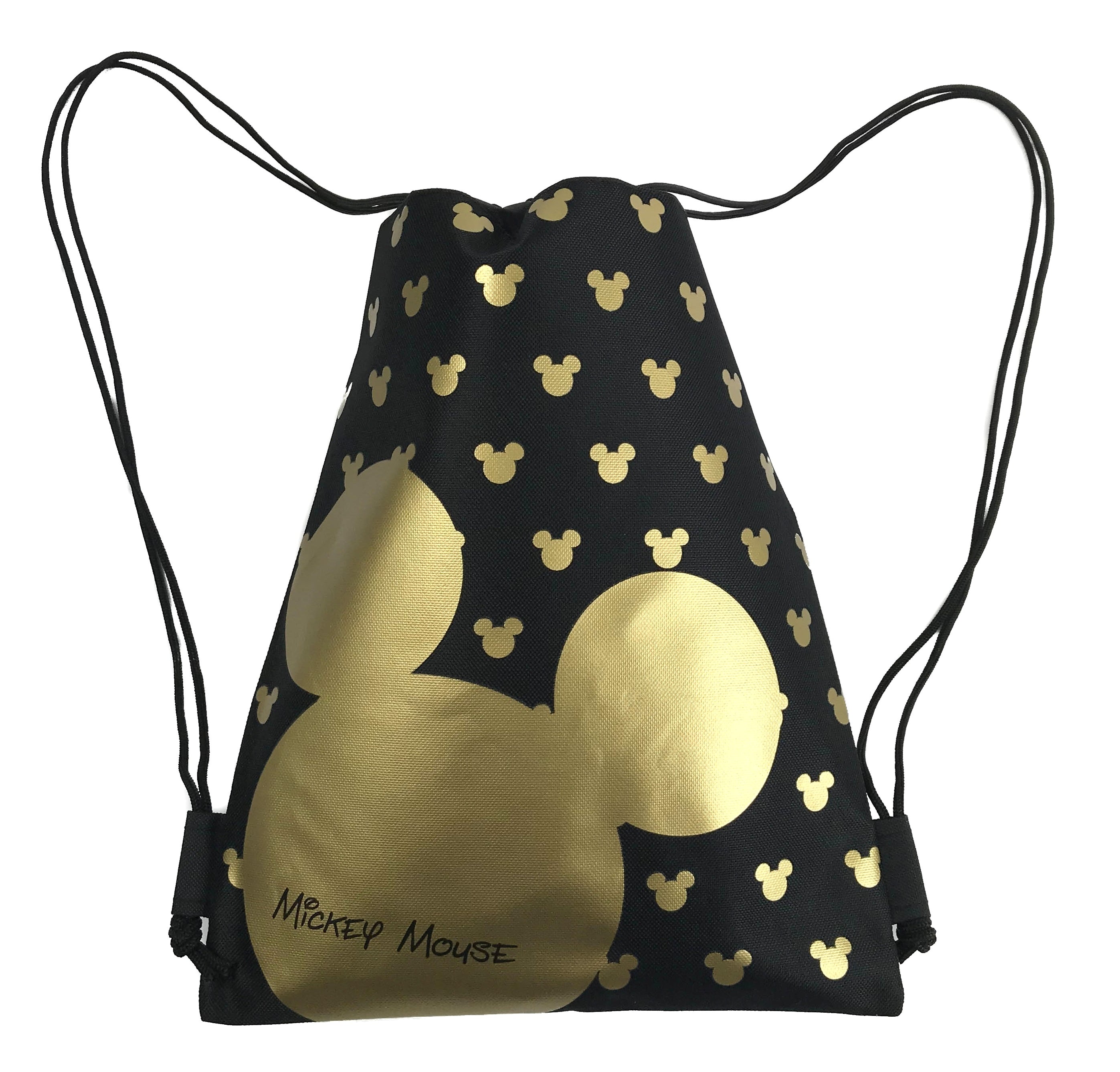 Gold & Silver Mickey Mouse Head Drawstring Backpack Gym Tote Bags ...